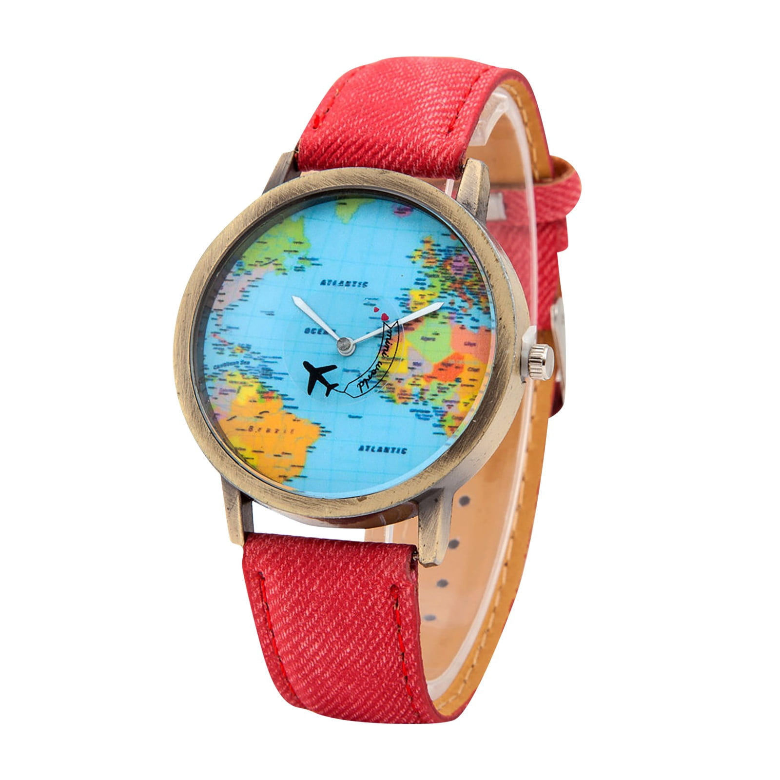 Fashion Metal Strap Watch, Explorer'S World Cartography Fabric ...