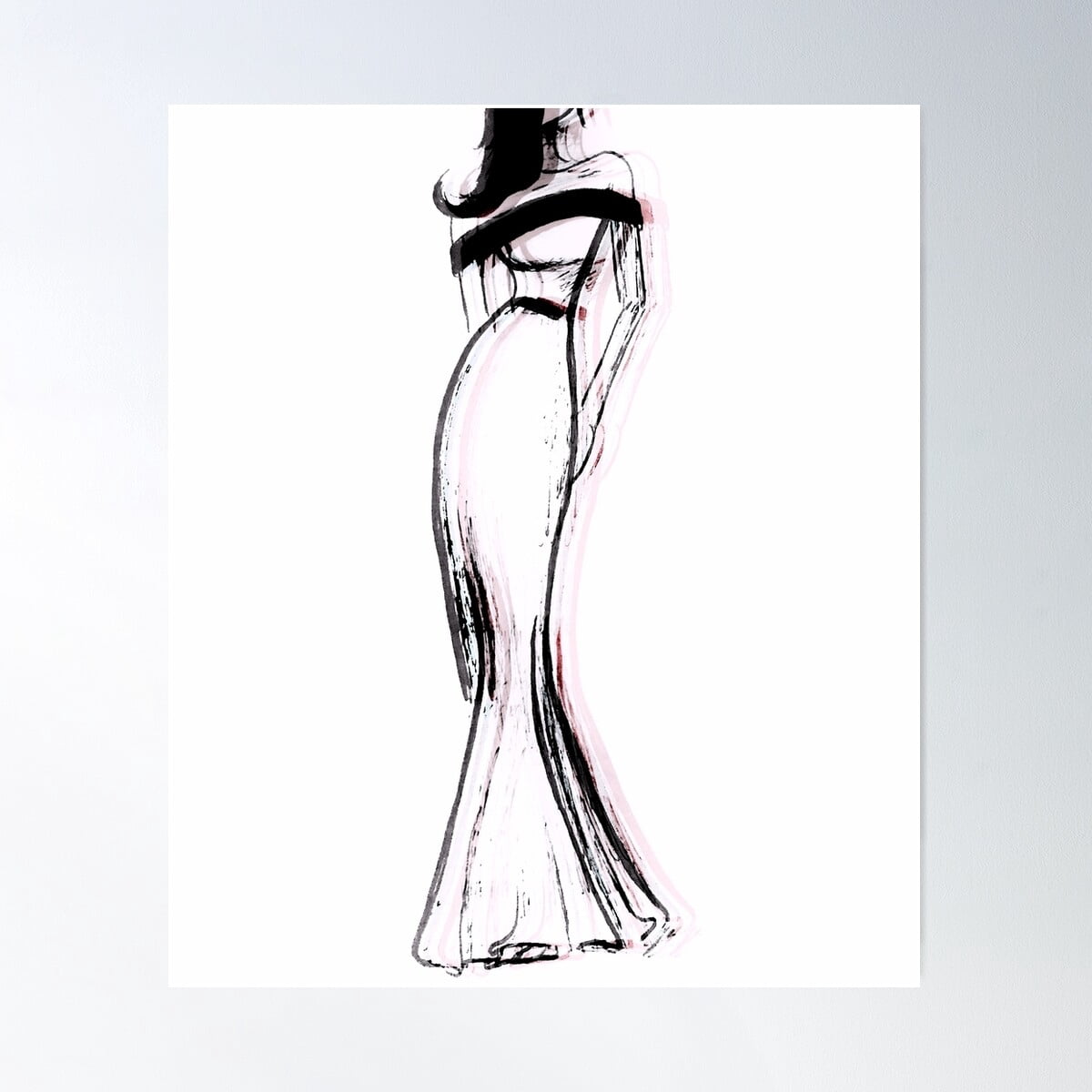 Fashion Model Sketch Design Poster Wall Art, Modern Wall Decor For ...