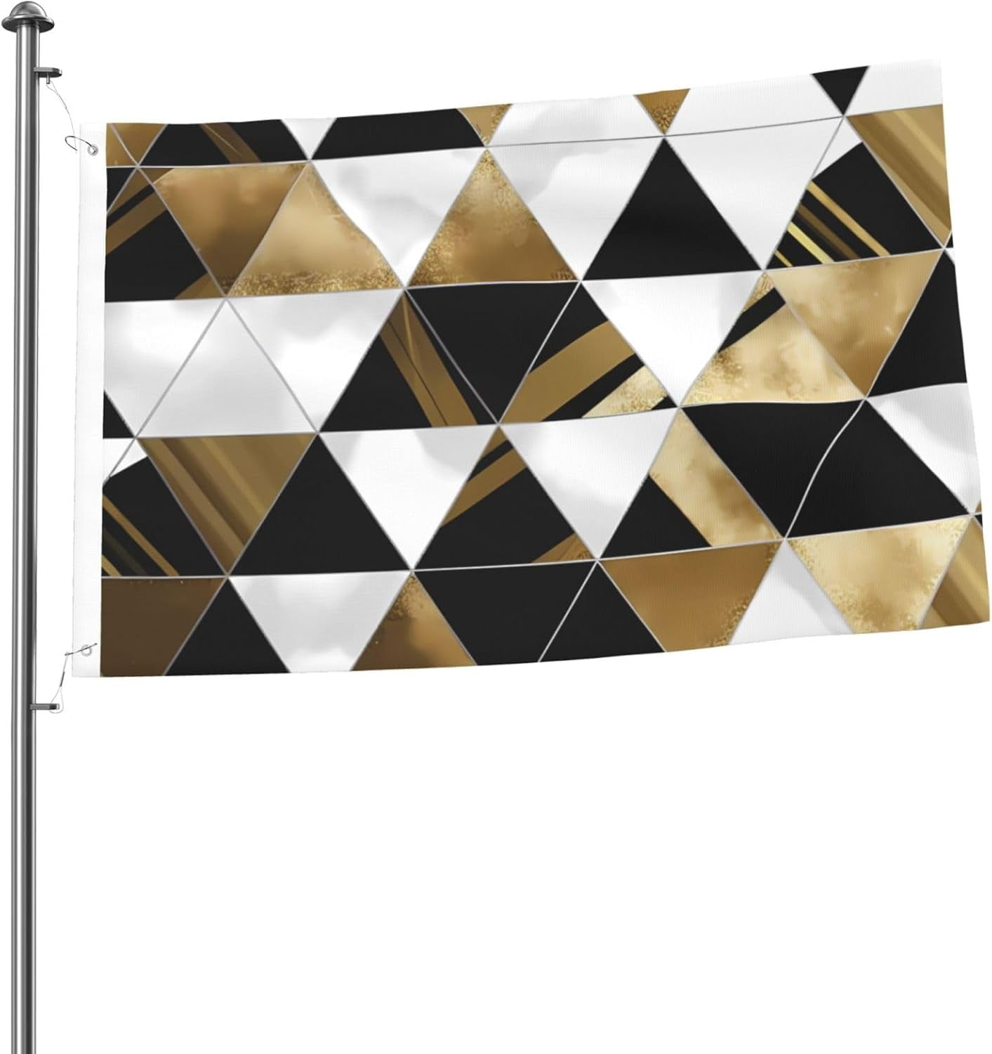 Fashion Modern Black White Gold Triangles Garden Flags Holiday Banner ...