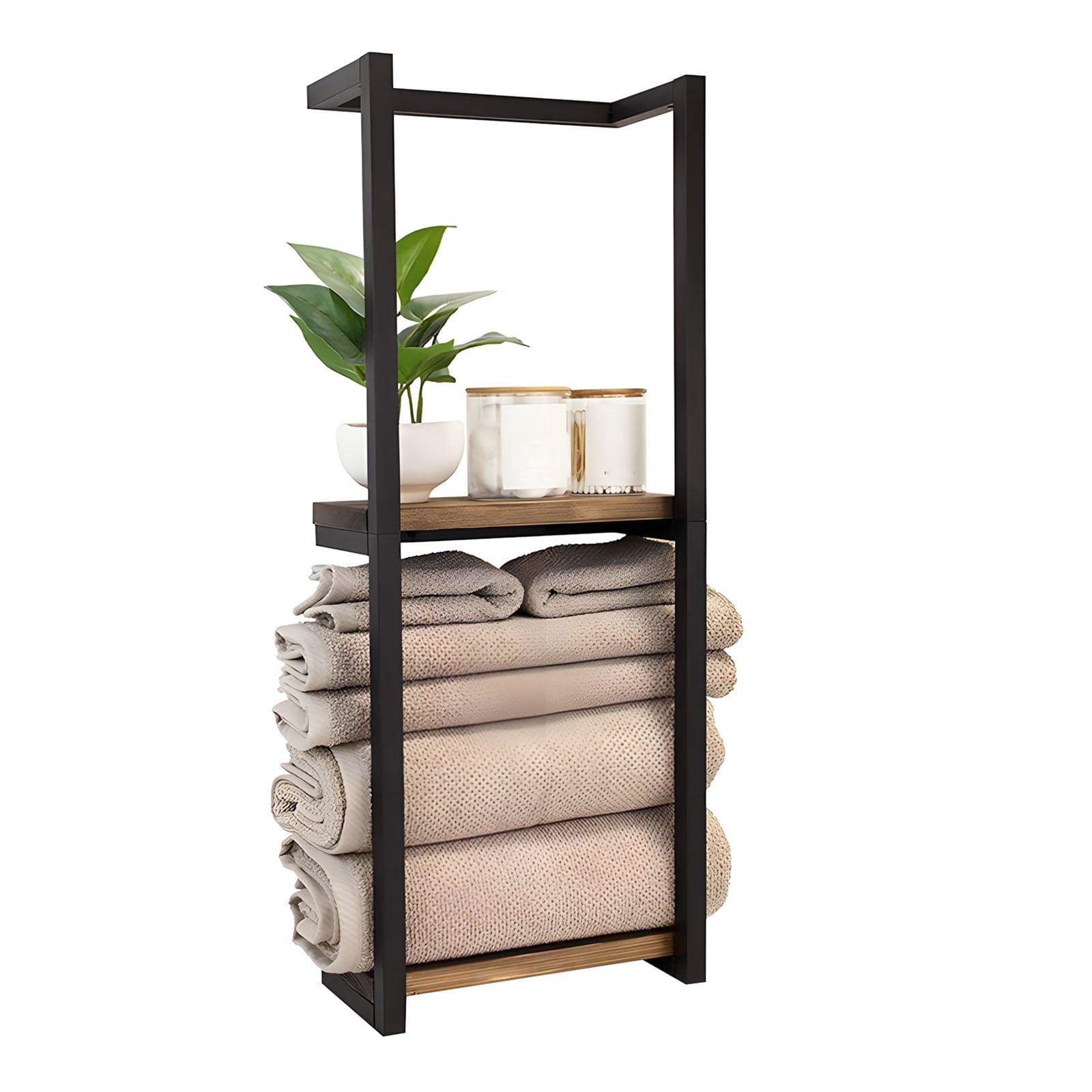 Fashion Modern Design Natural Tung Bathroom Towel Rack with Storage for ...