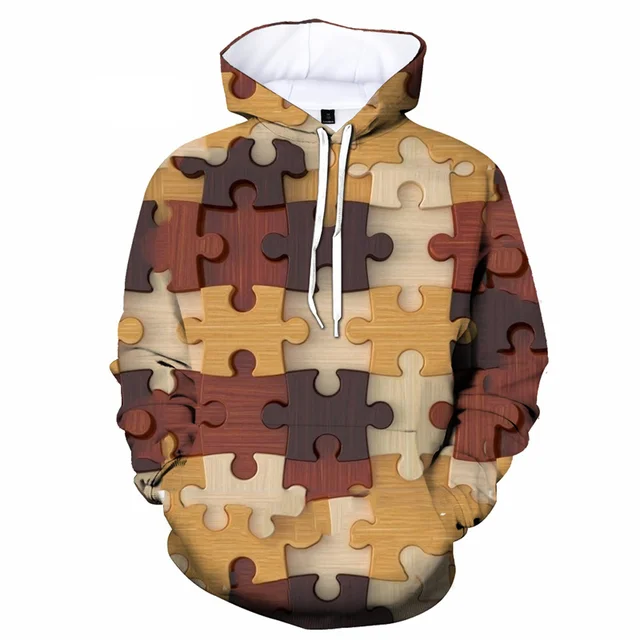Fashion Multi Color Puzzle 3D Printed Hoodie For Men Long Sleeves Sring ...