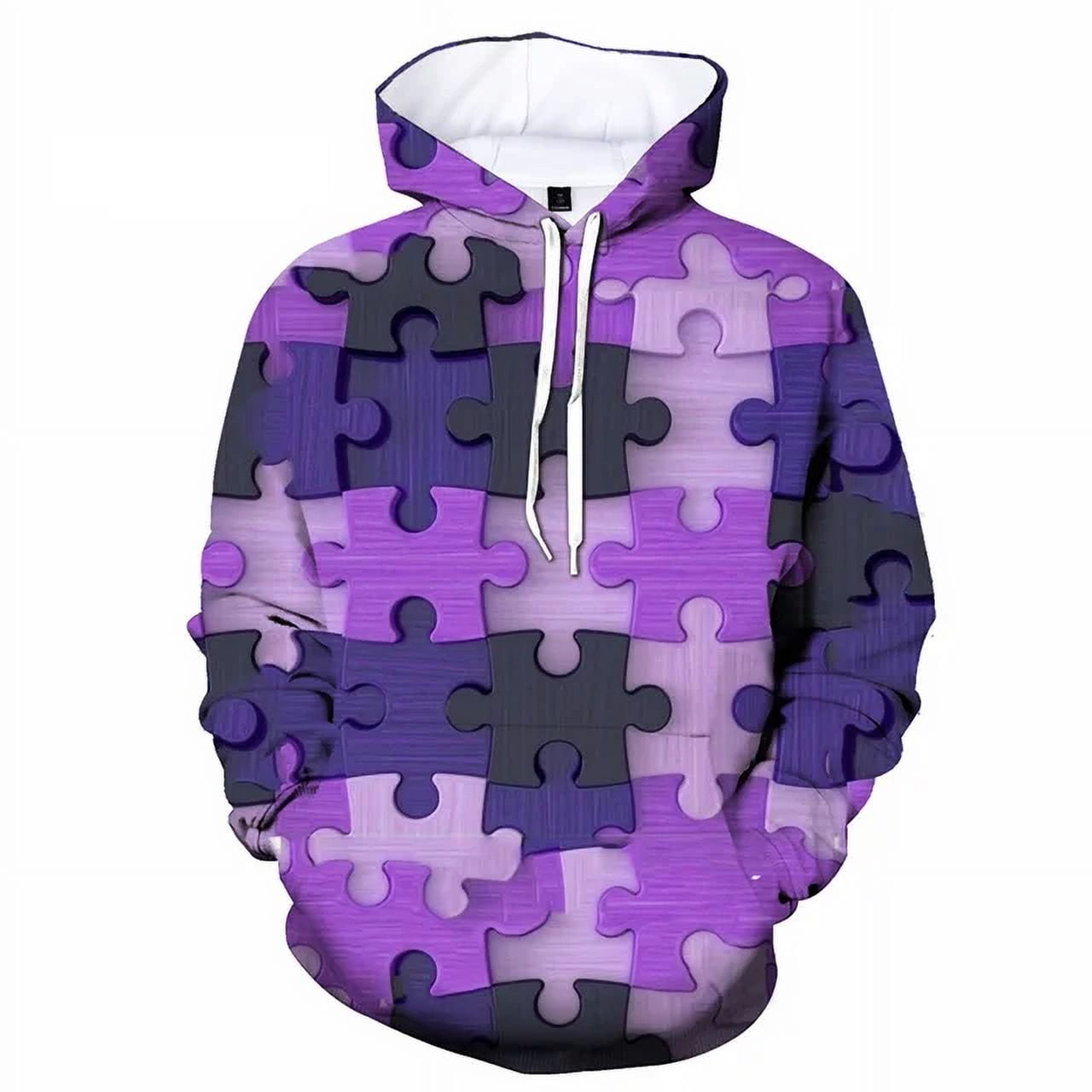 Fashion Multi Color Puzzle 3D Printed Hoodie For Men Long Sleeves Sring ...