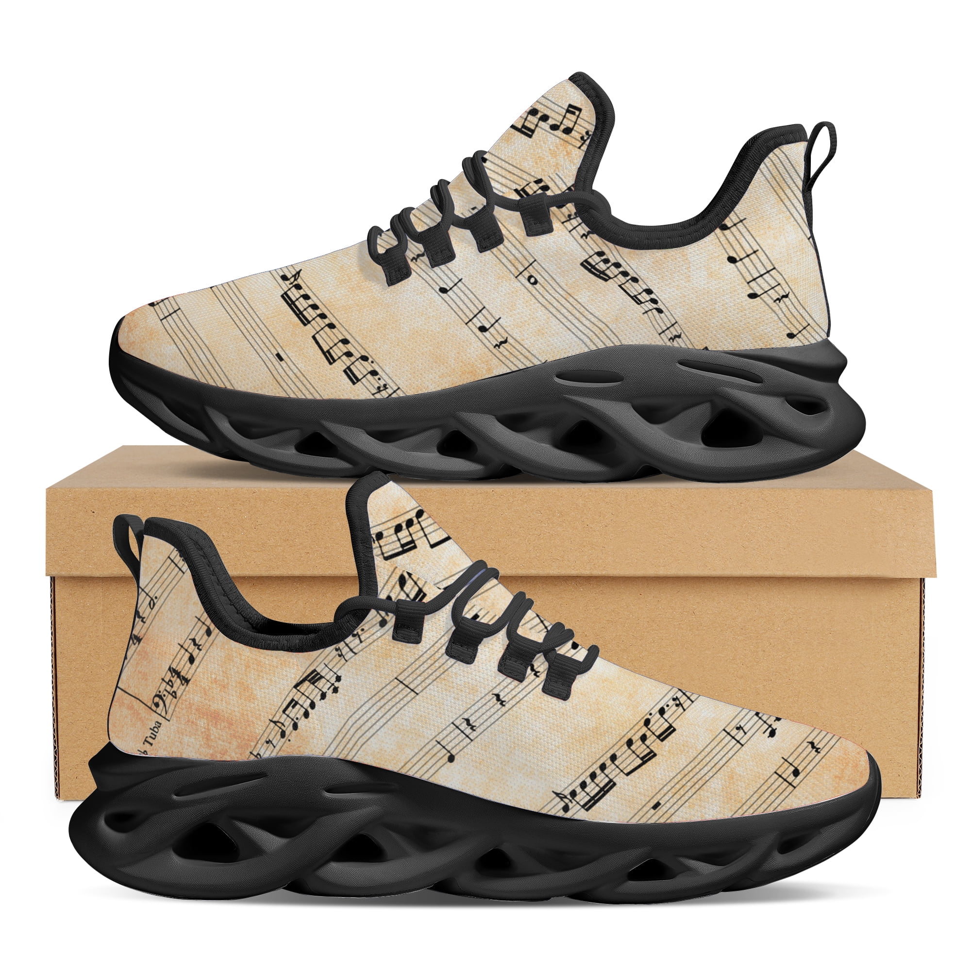 Fashion Music Notes Musical Instrument Pattern Women Vulcanized Shoes ...