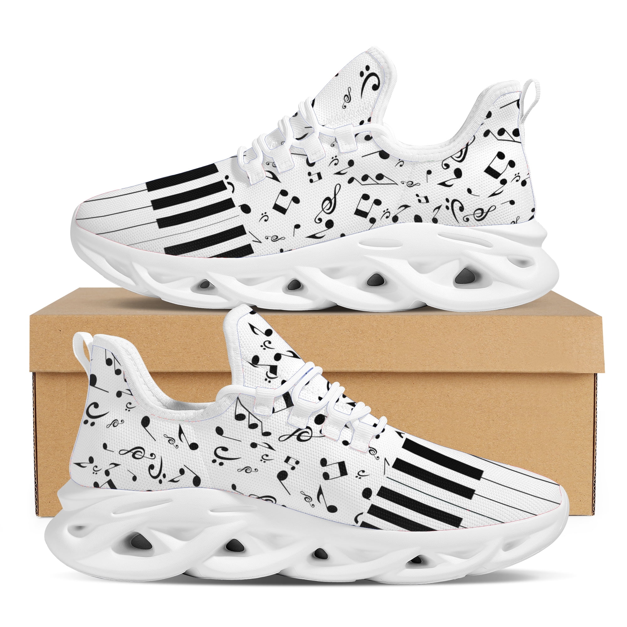 Fashion Music Notes Musical Instrument Pattern Women Vulcanized Shoes ...