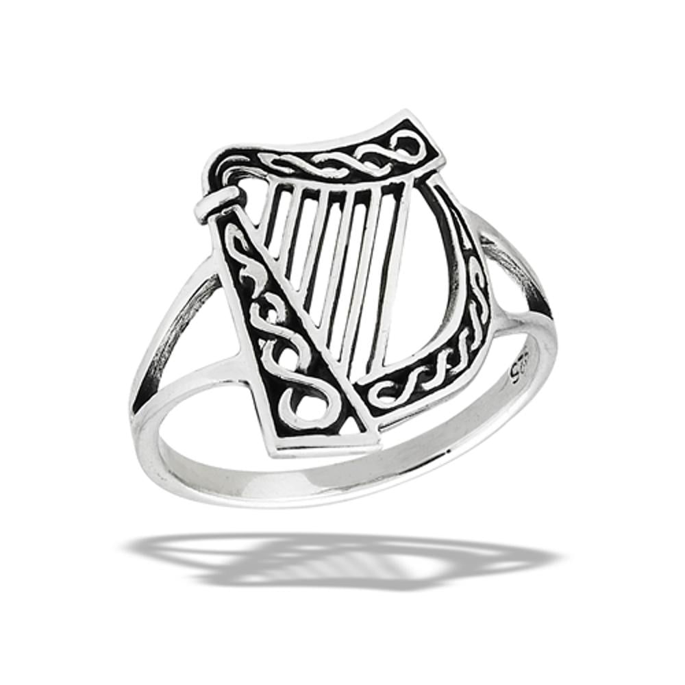 Fashion Music Ring .925 Vintage Sterling Silver Harp Band Jewelry ...