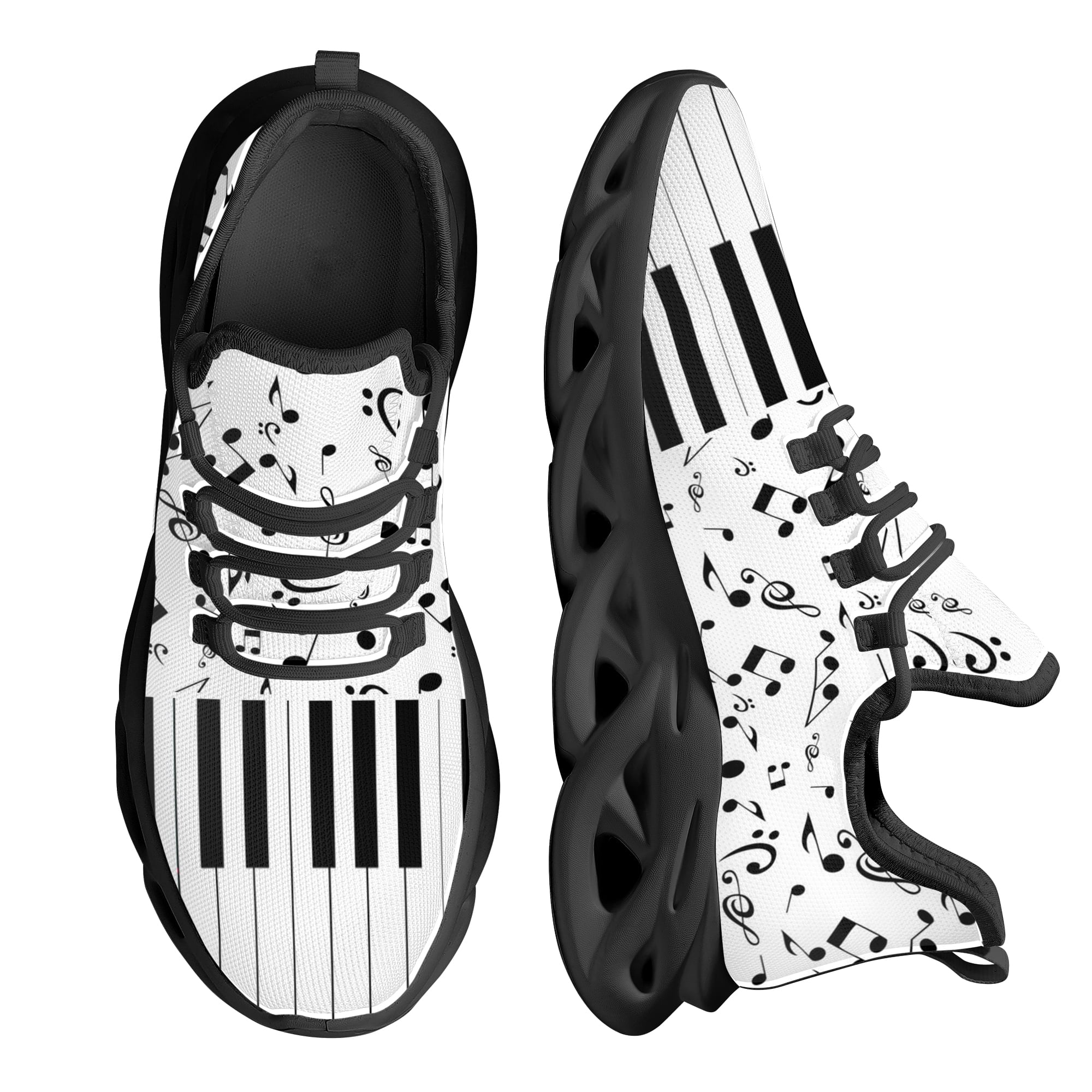 Fashion Musical Notes Cartoon Pattern Female Flat Shoes Comfort Sport ...