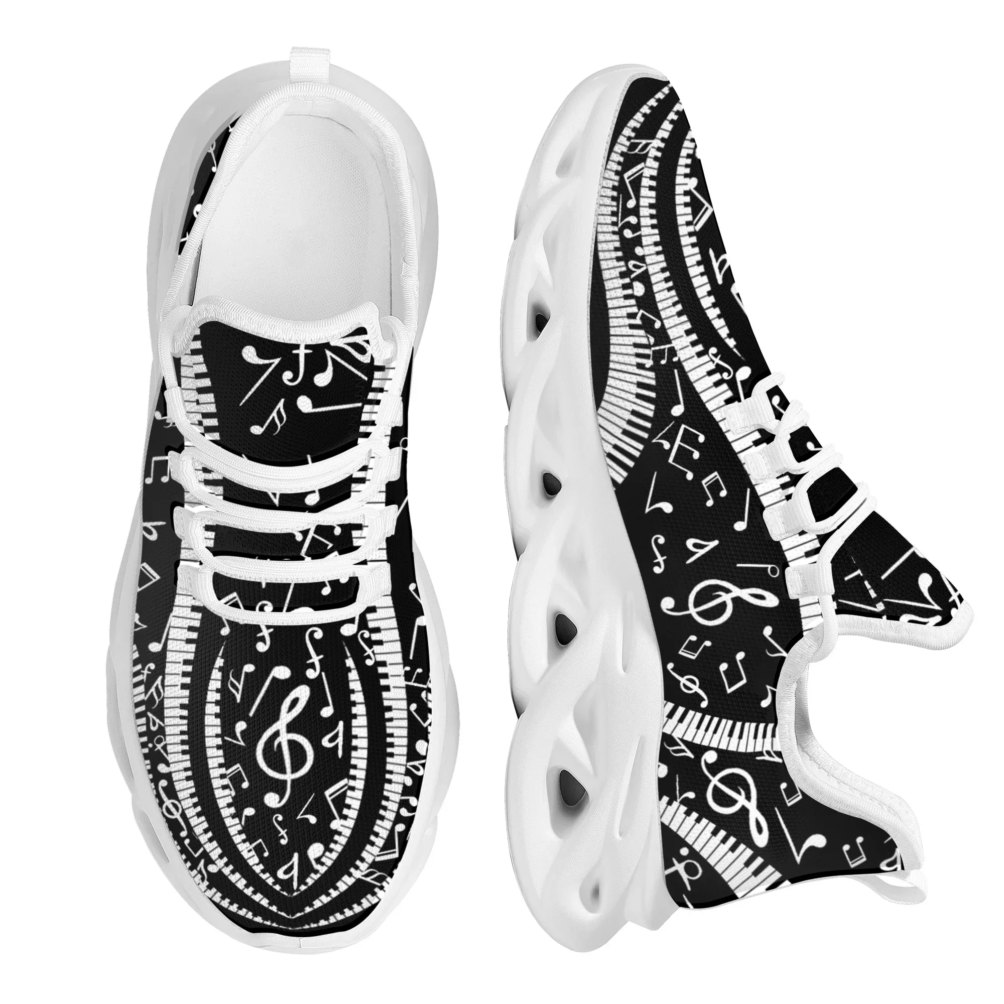 Fashion Musical Notes Cartoon Pattern Female Flat Shoes Comfort Sport ...