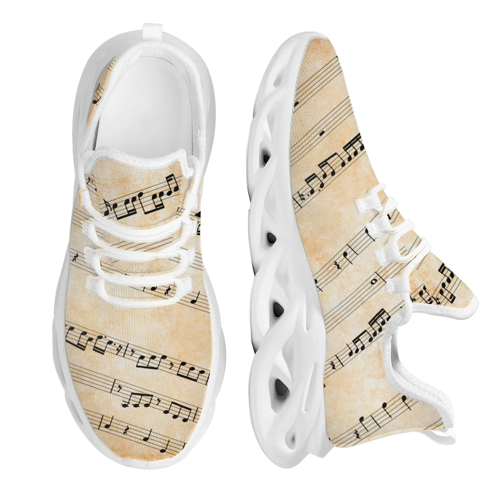 Fashion Musical Notes Cartoon Pattern Female Flat Shoes Comfort Sport ...