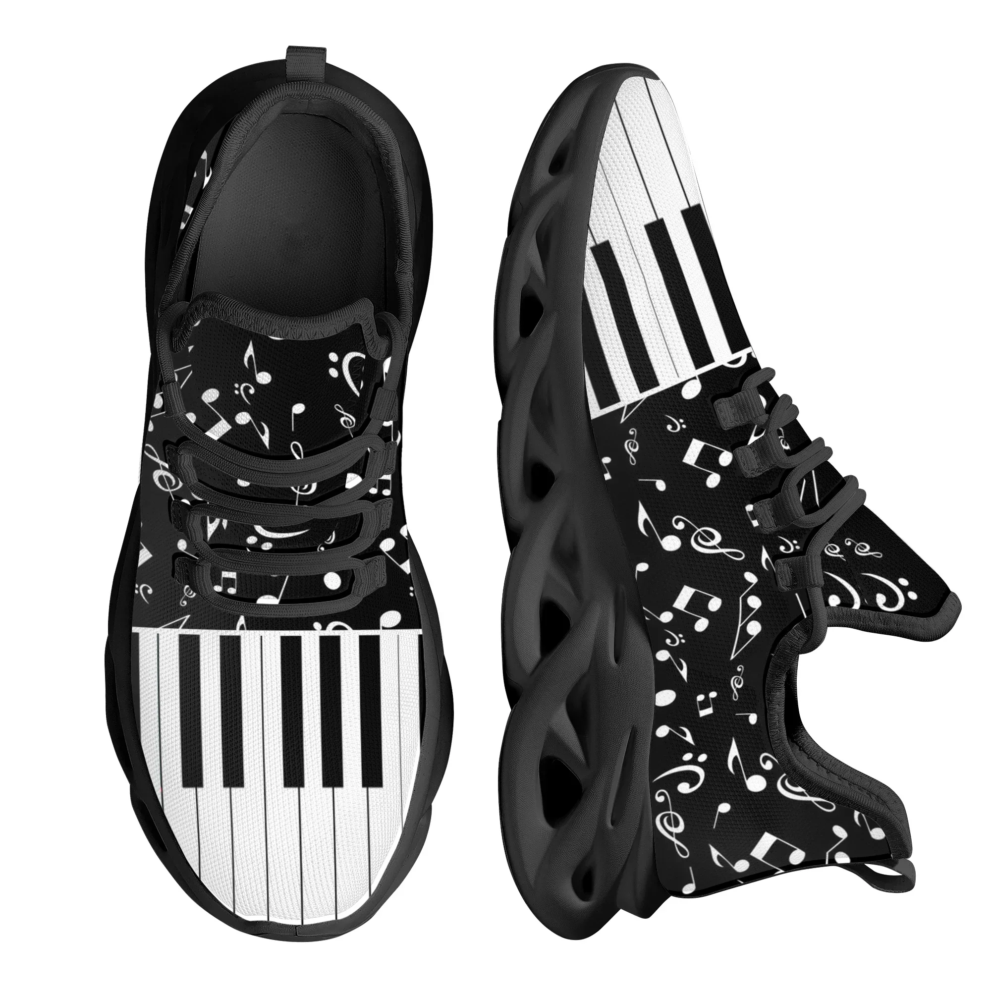 Fashion Musical Notes Cartoon Pattern Female Flat Shoes Comfort Sport ...