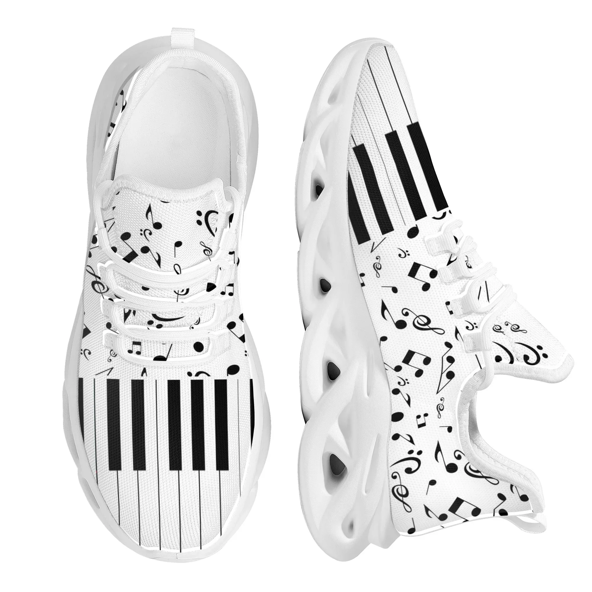 Fashion Musical Notes Cartoon Pattern Female Flat Shoes Comfort Sport ...