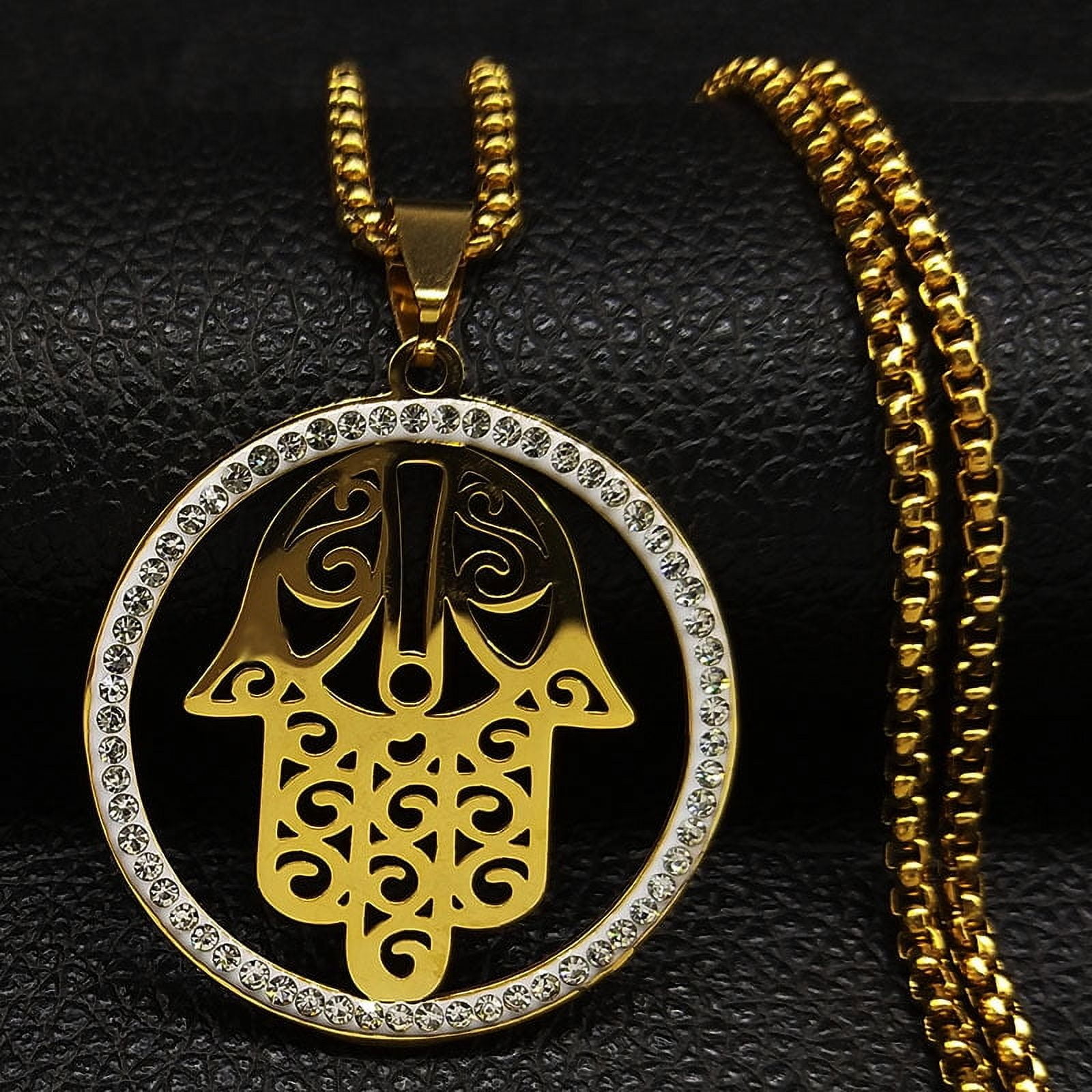 Fashion New retro style Crystal The Hand of Fatima al Hasam 14K Yellow ...