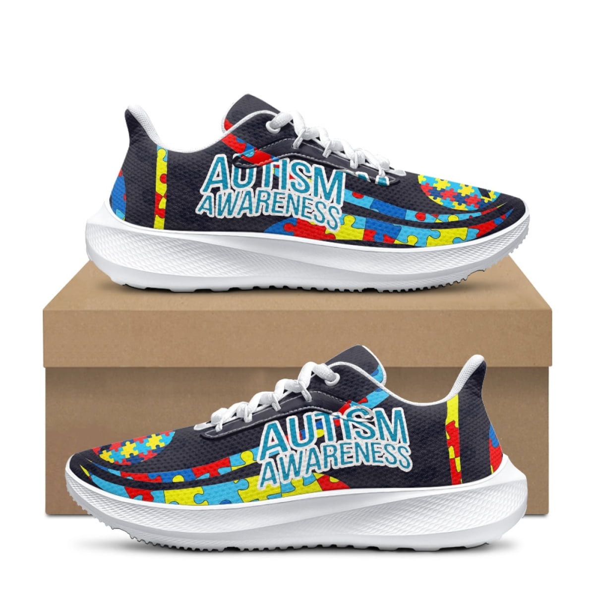 Fashion Non-Slip Sport Sneakers Autism Cancer Awareness Printed Running ...