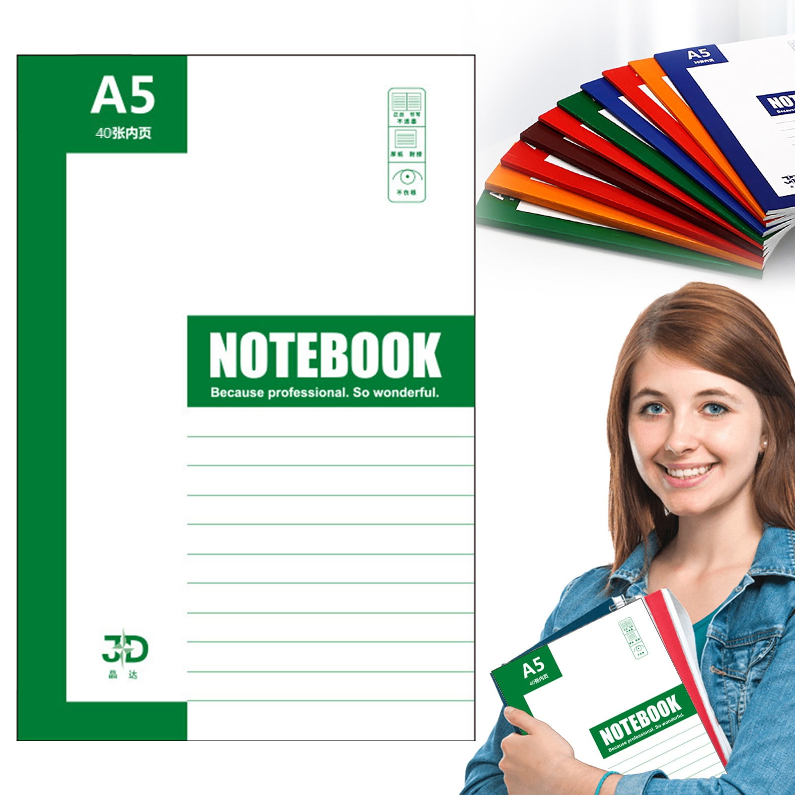 Fashion Notebooks Ecohintz Wide Ruled A5 School Notebook - 30/40 Sheet ...