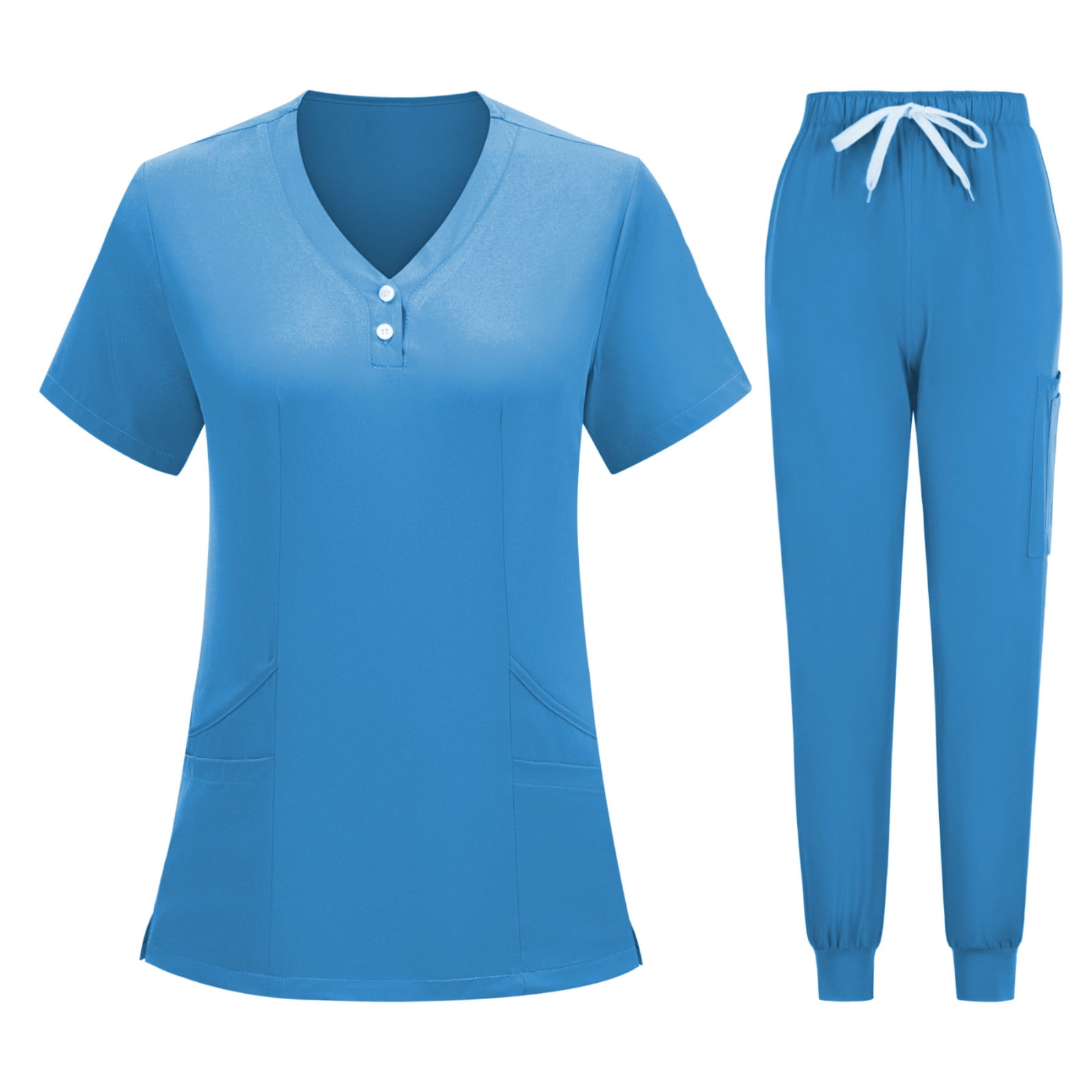 Fashion Nursing Uniforms for Women 2 Piece Scrub Set Short Sleeve ...