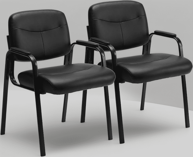 Fashion Office Reception Guest Chair No Wheels Set of 2, Leather ...