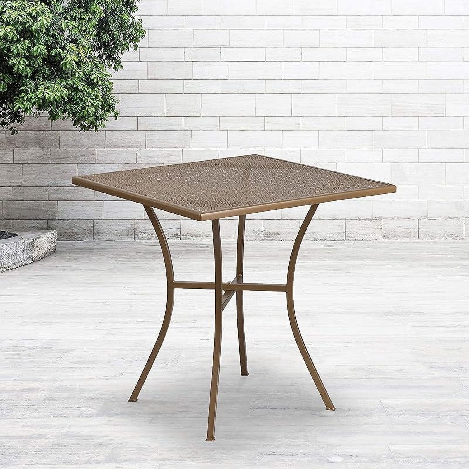 Fashion Oia 28" Commercial Grade Steel Patio Table, Modern Square Rain ...