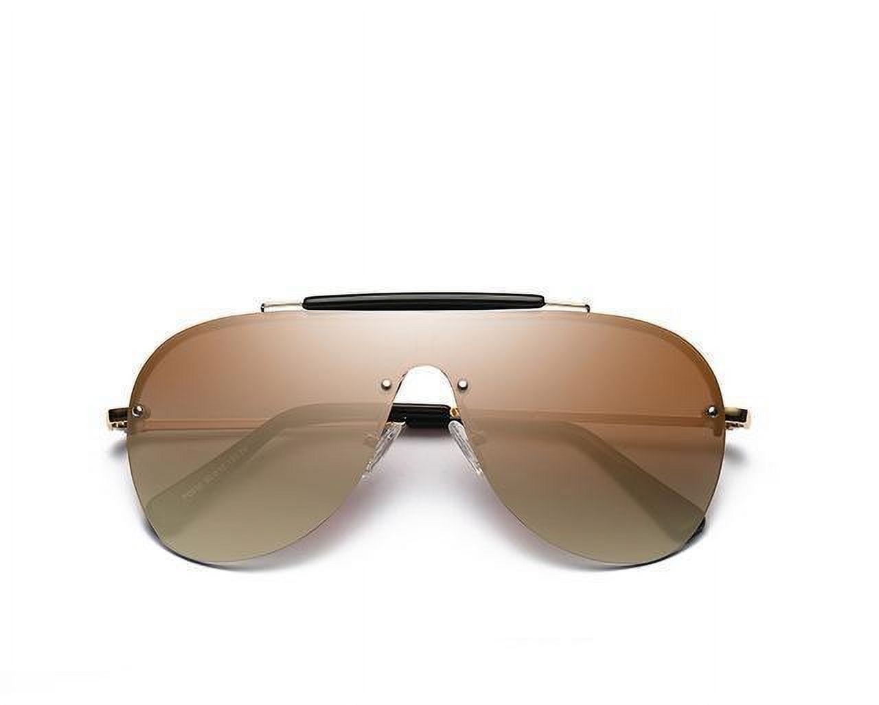 Mens Aviator Sunglasses Metal Frame One-Piece Lens Fashion Large Frame ...