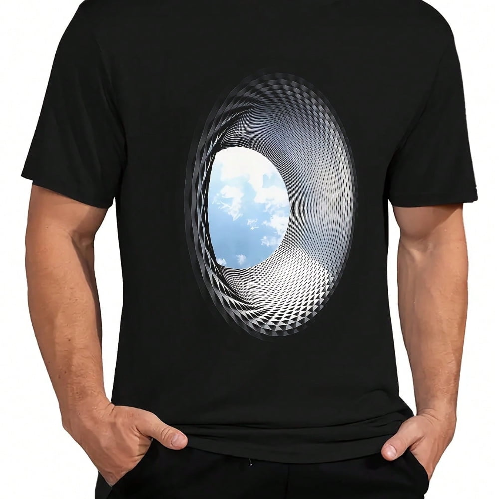 Fashion Optical Illusion Graphic T-Shirt, Men's Everyday Cotton T-Shirt ...