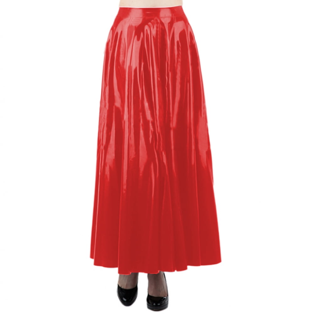 Fashion PVC High Waist Long Skirts Faux Latex Elegant Sexy Pleated ...