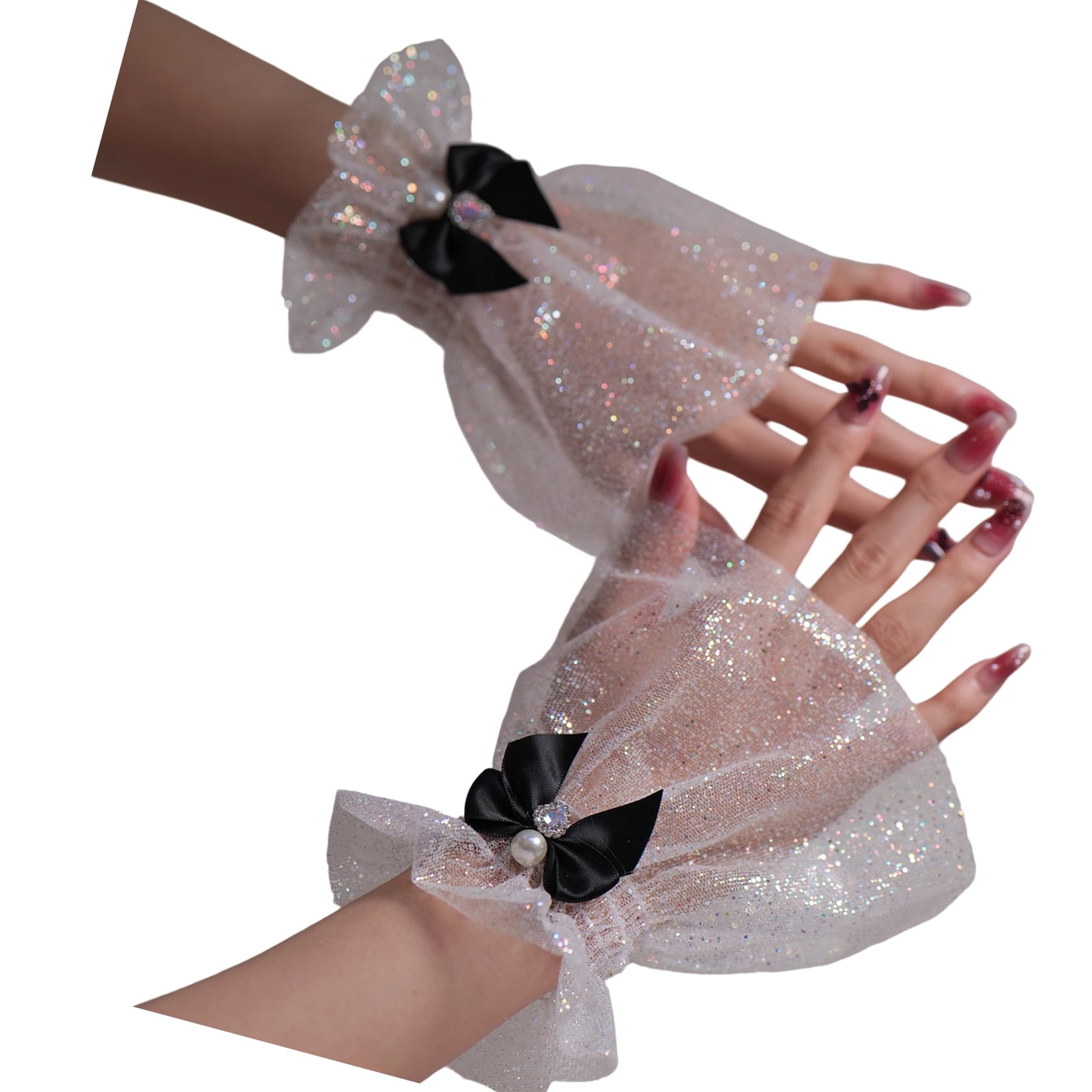 Fashion Photography Wrist Cuffs Bow Design Breathable Sheer Elasticated ...