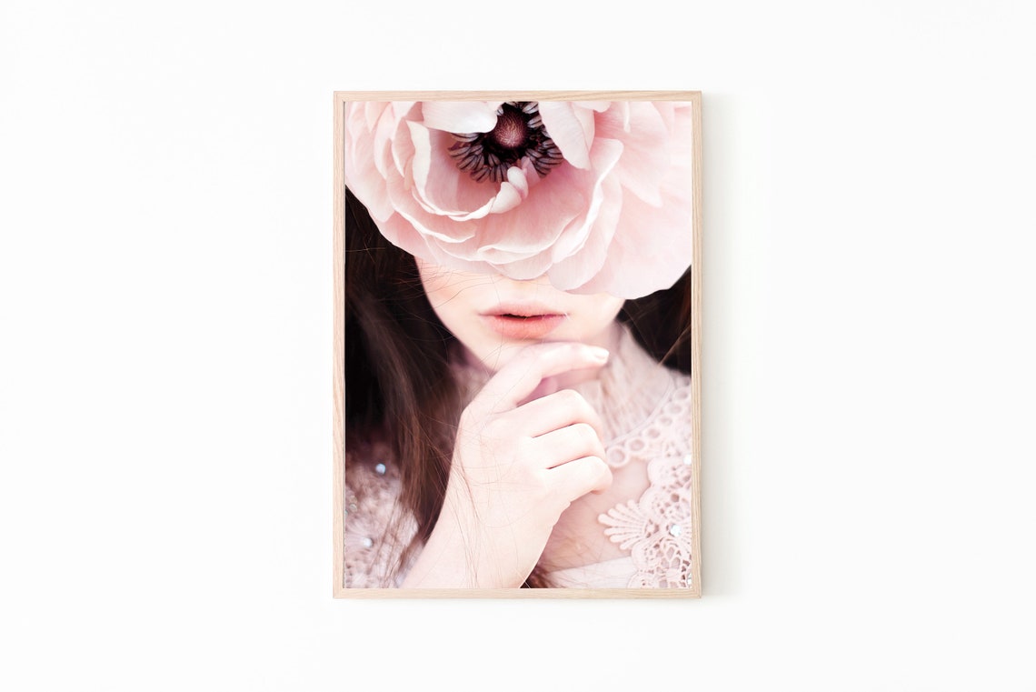 Fashion Poster, Blush Pink Wall Art, Fashion Wall Art, Model Face ...