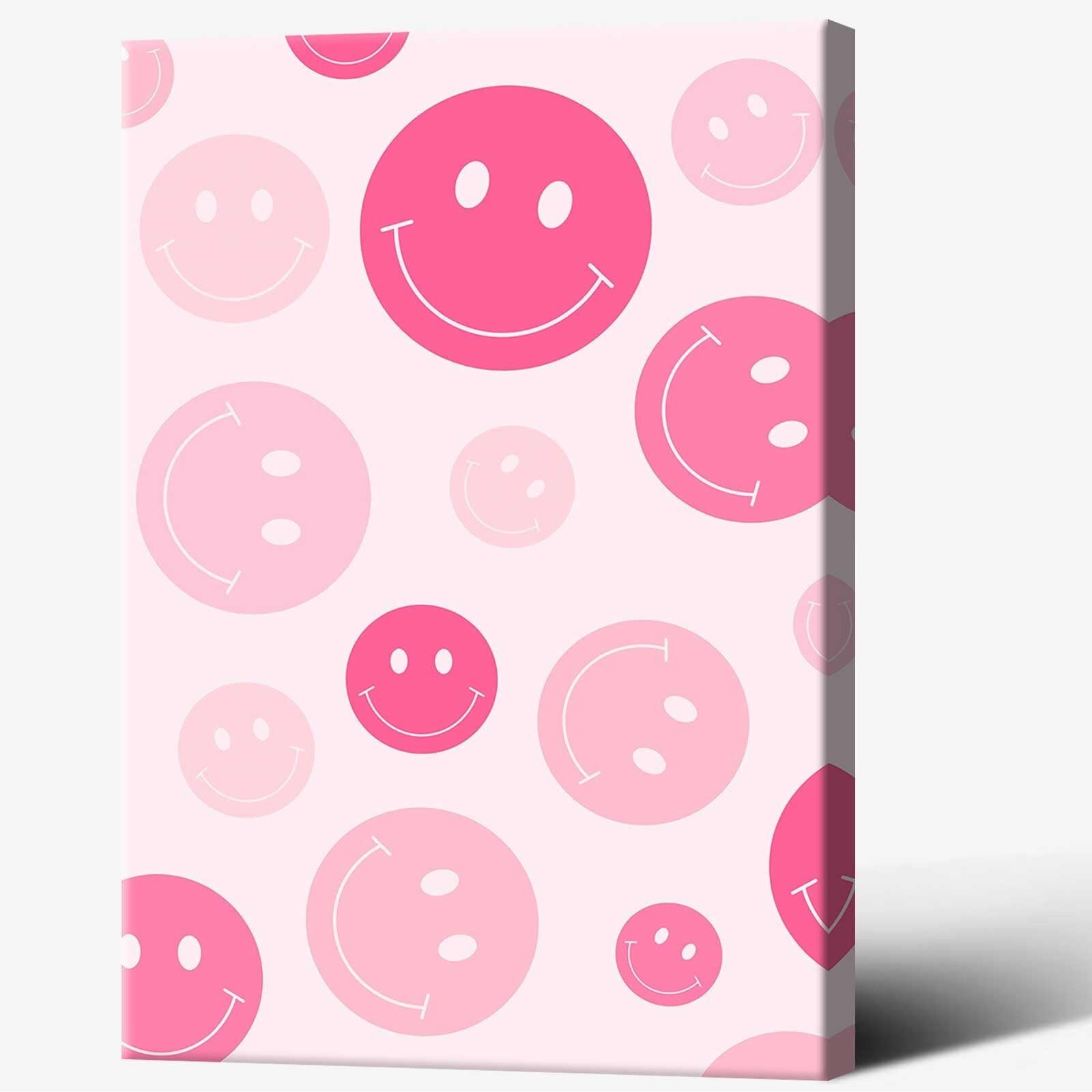 Fashion Preppy Smiley Face Poster Pink and White Wall Decor Trendy ...