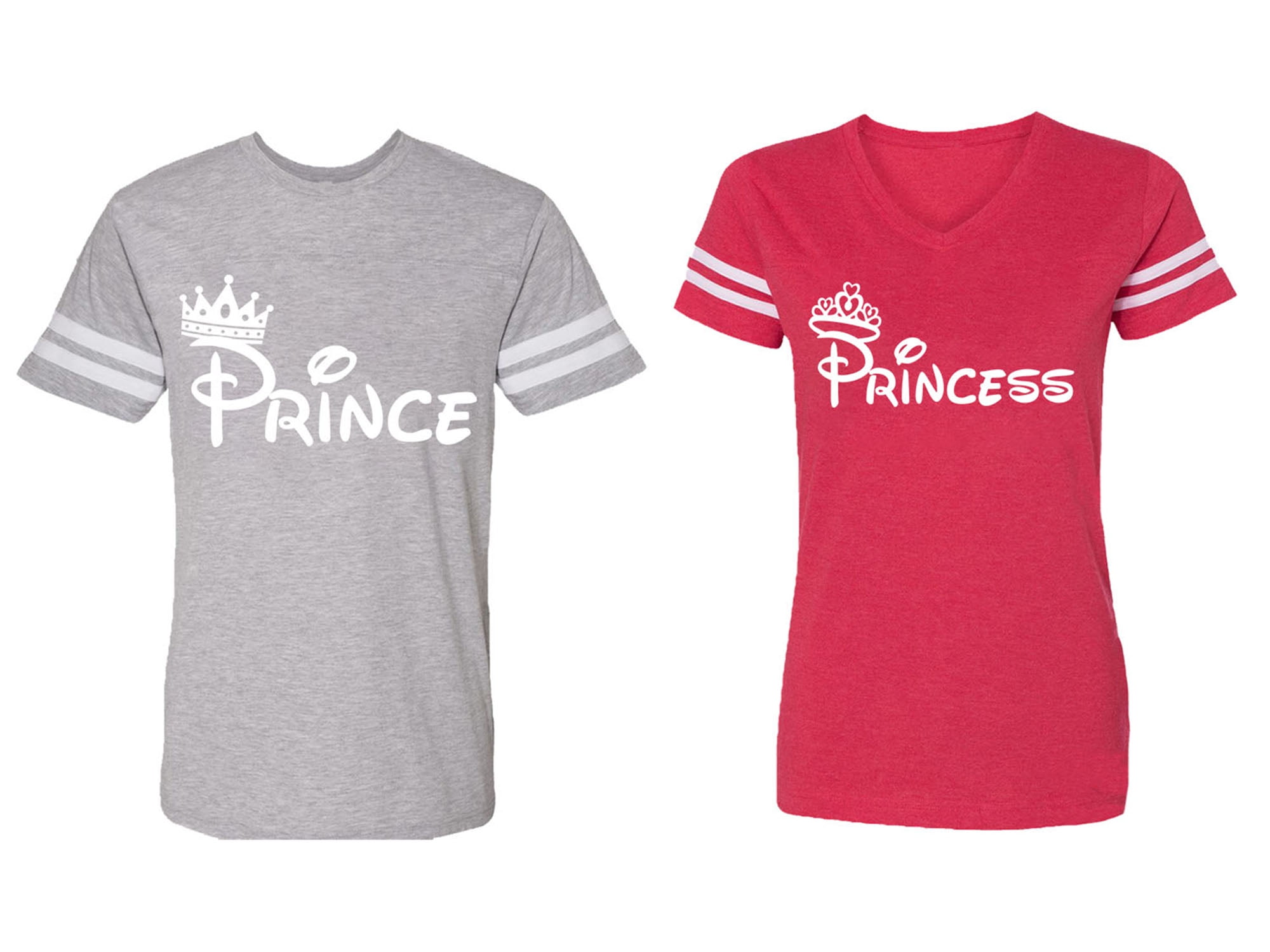 Fashion Prince Princess Matching Couple Cotton Jerseys (Men Heather ...