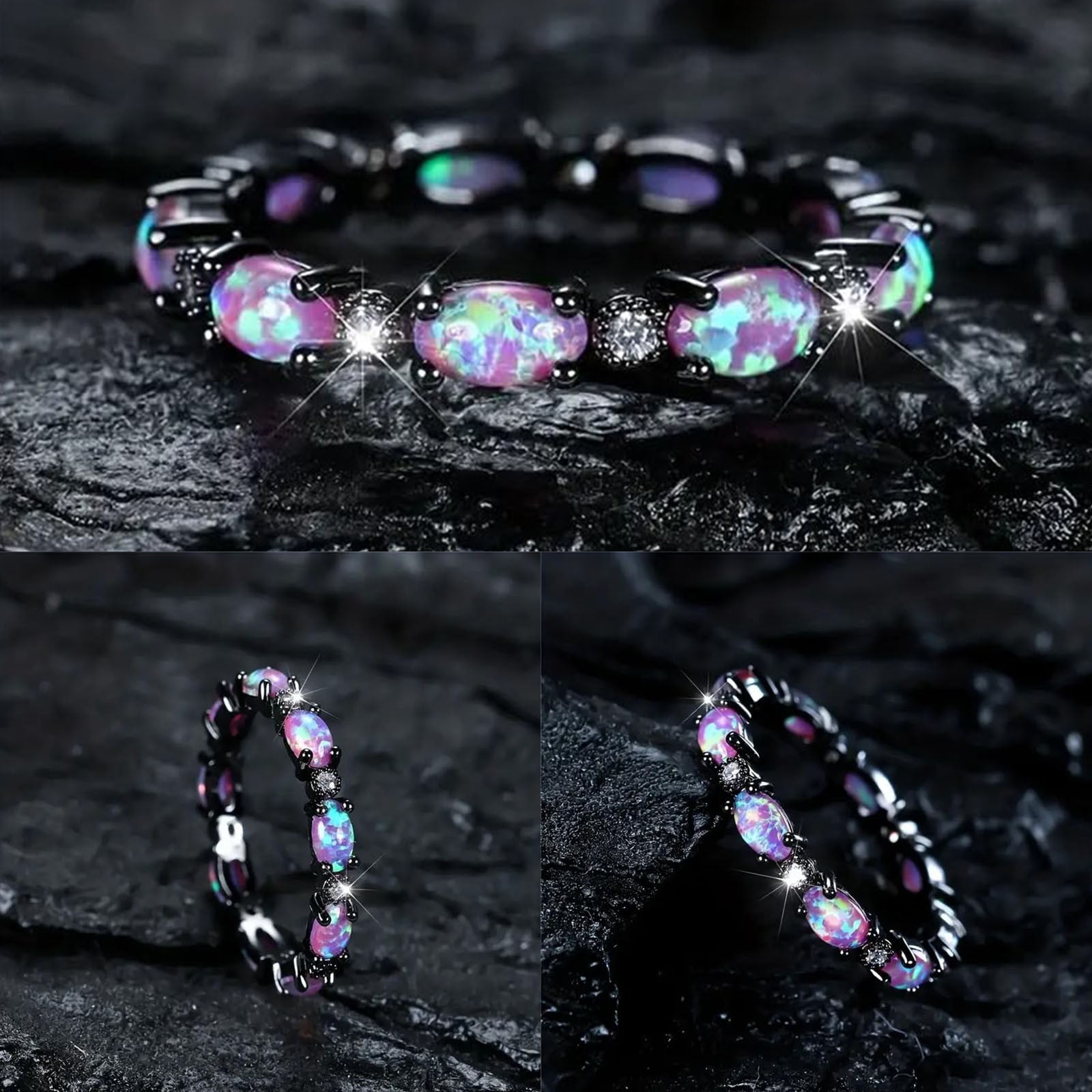 Fashion Promise Rings Black And Purple Stone Delicate High-Grade ...
