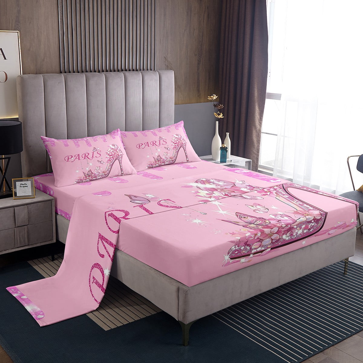 Fashion Purple Sheets Full Size Pink Bed Sheets Romantic Makeup Themed ...