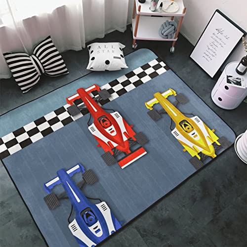 Fashion Racing Car Red Blue Yellow Area Rug 16 x 24 Inch Sponge Velvet ...