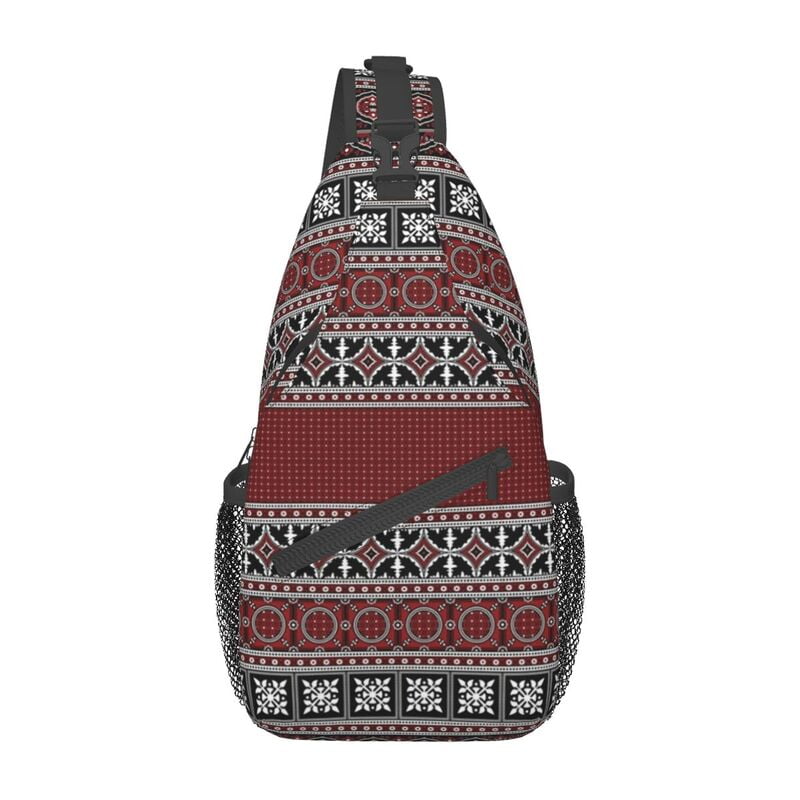 Fashion Red Ajrak Pattern Crossbody Sling Backpack Men Pakistan Ethnic ...