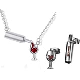 Fashion Red Wine Bottle Glass Stud Earrings with Zircon Crystal Love ...