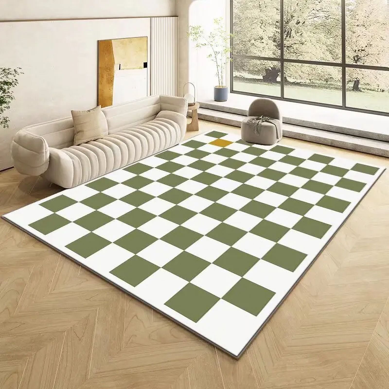Fashion Retro Checkerboard Carpet Living Room Bedroom ration Bedside ...