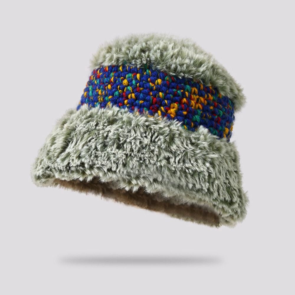 Fashion Retro Knitted Handmade Rabbit Hair Women Bucket Hats Warm ...