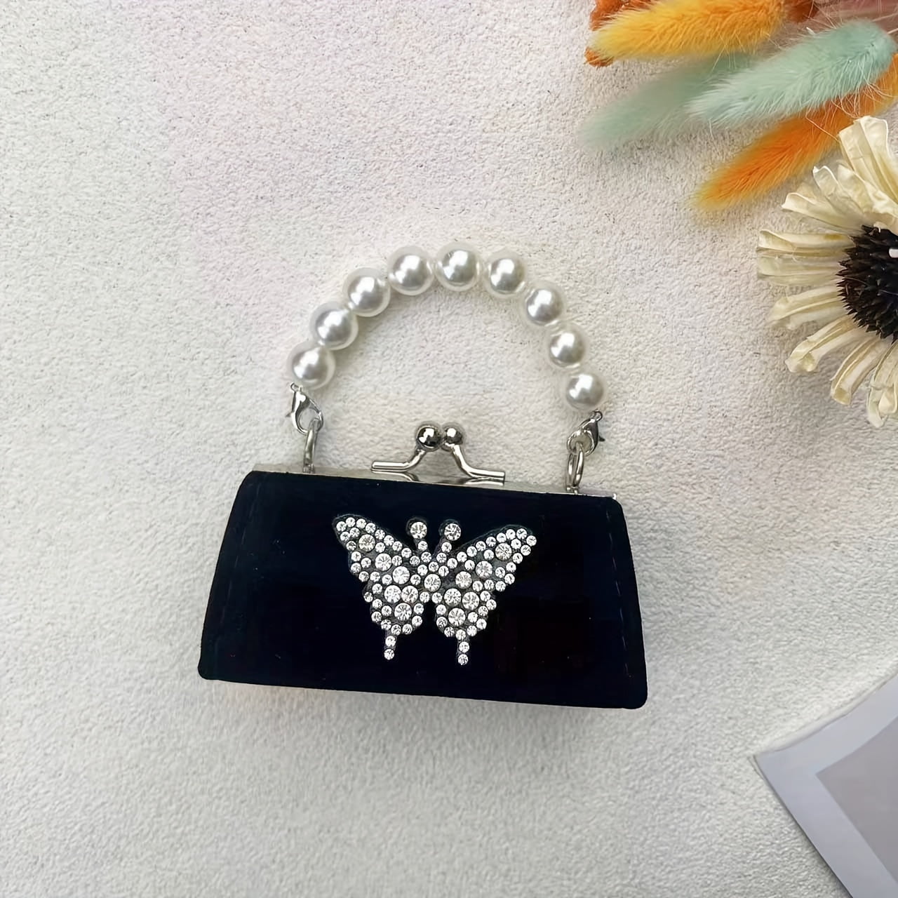 Fashion Rhinestone Decor Handbag, Sweet Bowknot Cherry Star Clip Purse ...