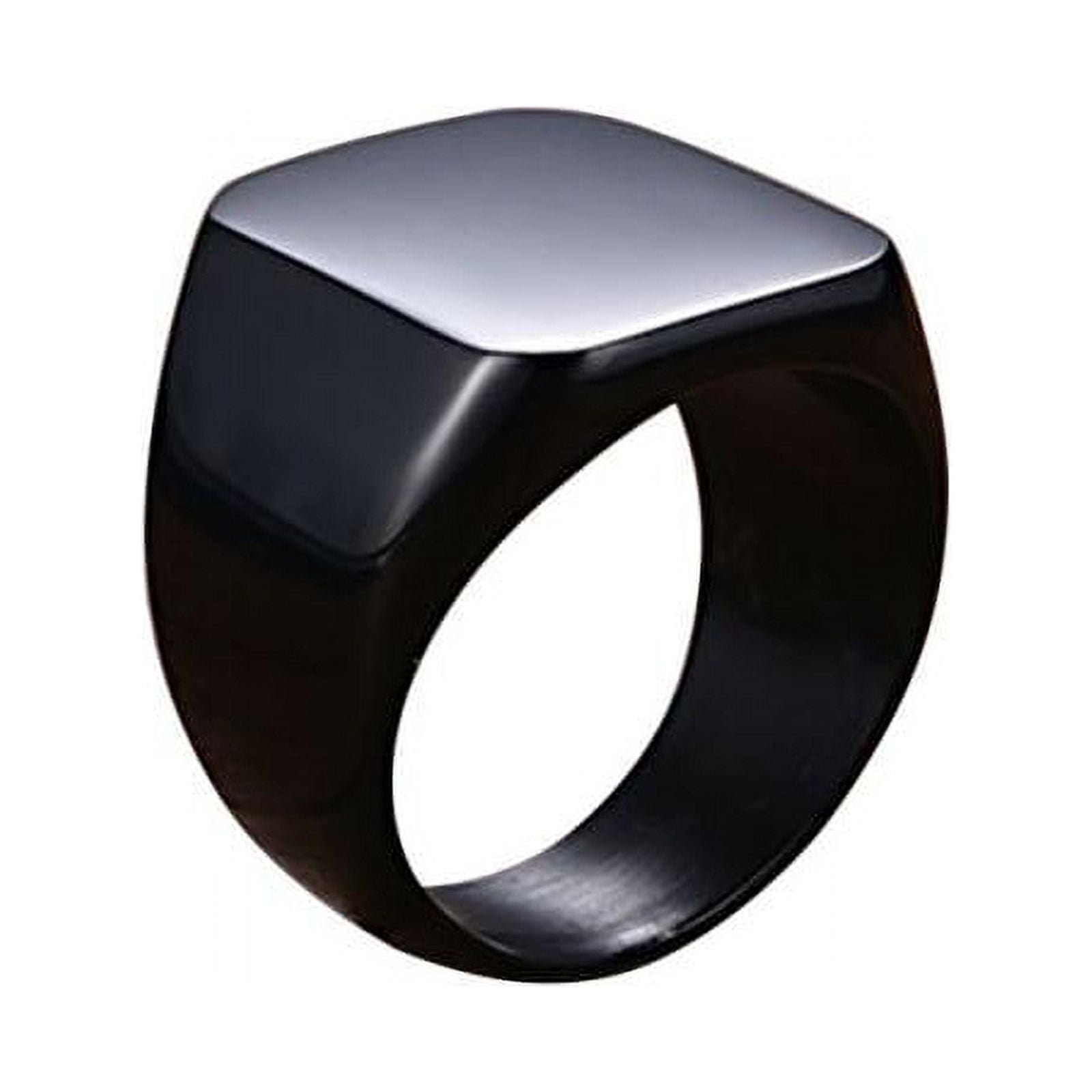 Fashion Rings Square Big Width Signet Rings Titanium Steel Man Silver ...