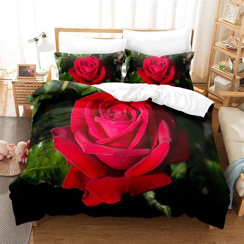 Fashion Rose Bedding Set High-grade Duvet Cover Girls King Quilt Cover ...