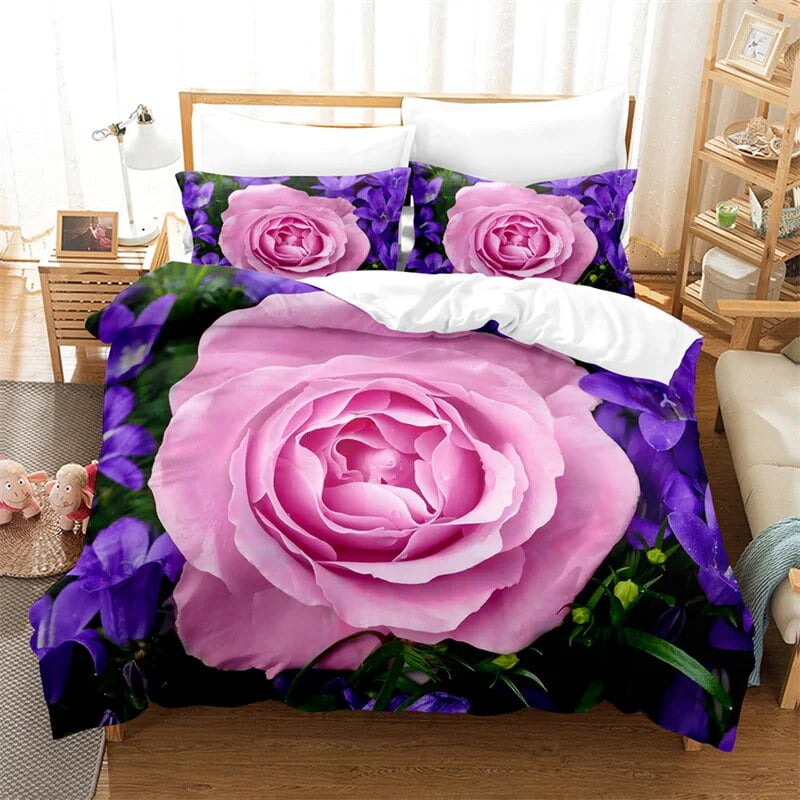 Fashion Rose Bedding Set High-grade Duvet Cover Girls King Quilt Cover ...