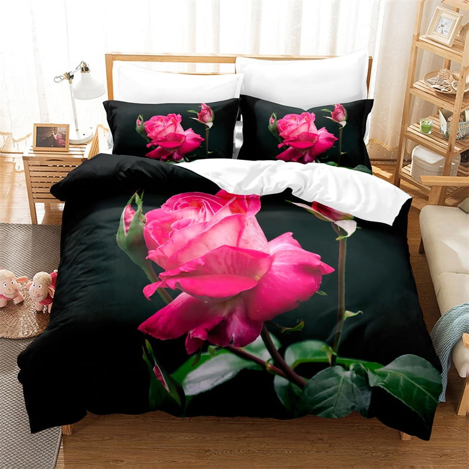 Fashion Rose Bedding Set High-grade Duvet Cover King Quilt Cover Home ...