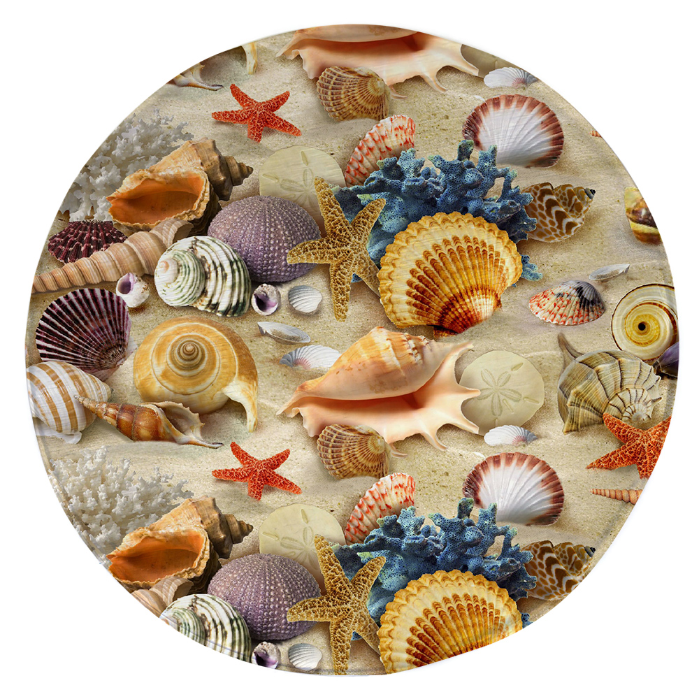 Fashion Round Carpet Colorful Sea Shells Pattern 3D Printed Rug Living ...