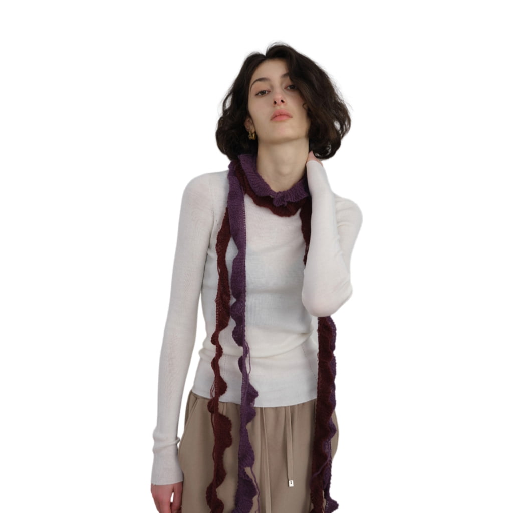 Fashion Ruffle Edge Coiled Scarf Girl Neck Scarf Outdoor Shopping ...