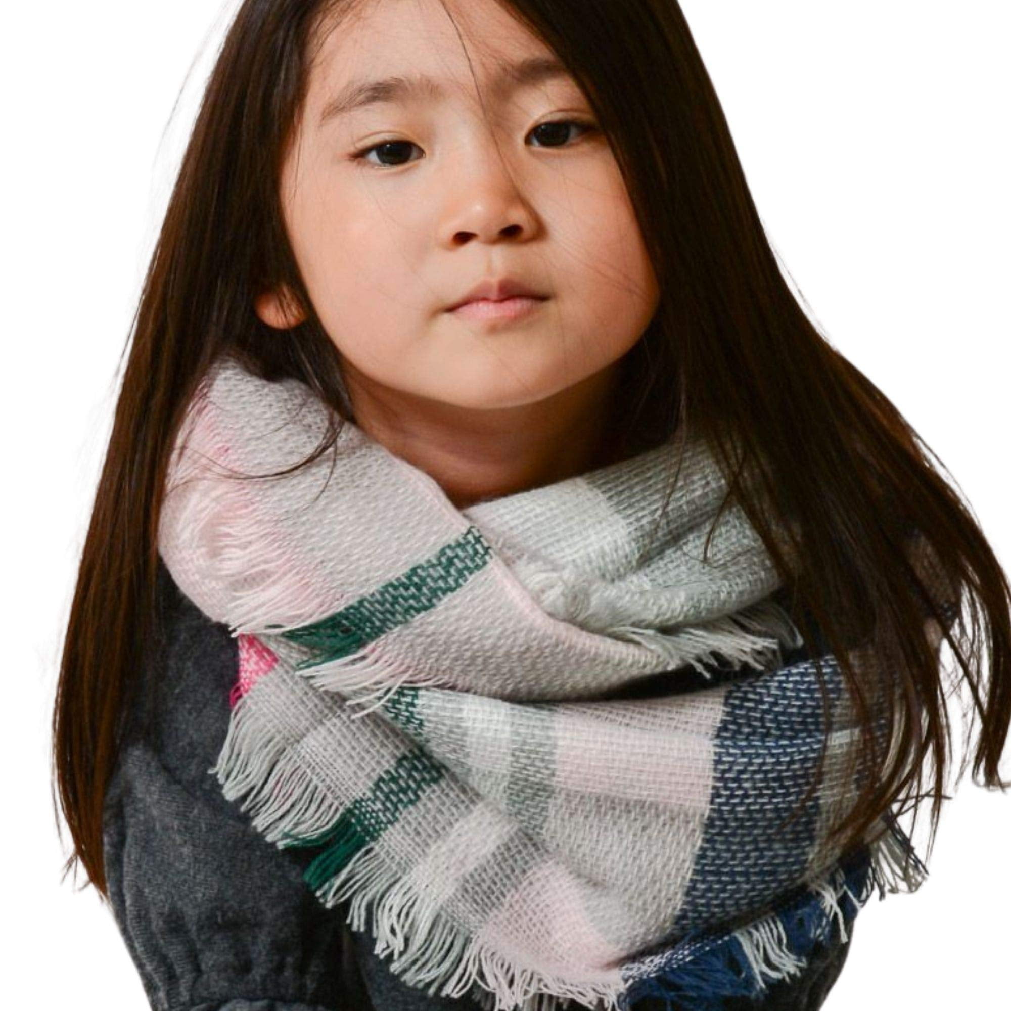 Fashion Scarf for Kids - Kids Flannel Infinity Scarf, Soft Light Plaid ...