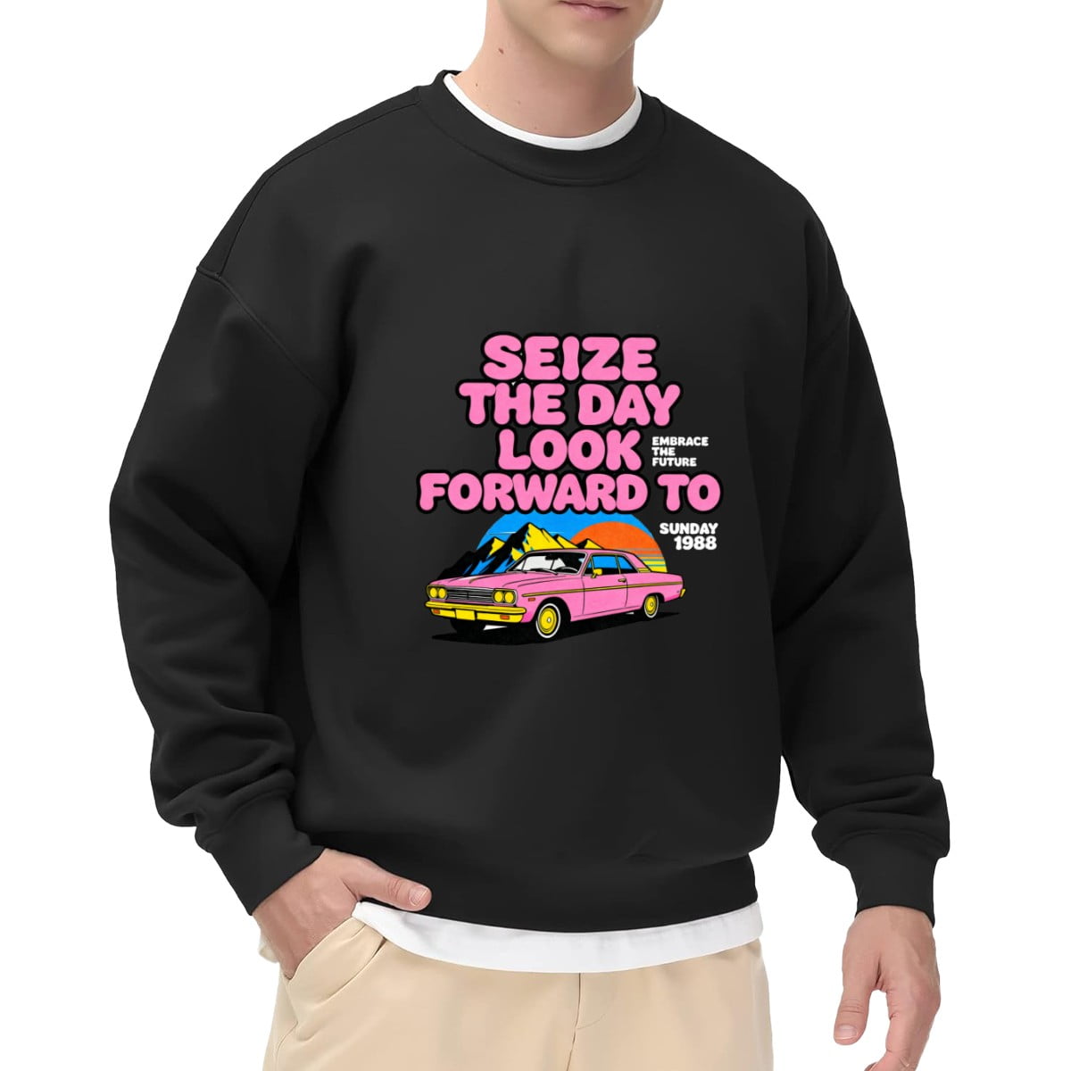 Fashion Seize The Day Look Forward To Print Mens Women's Loose ...