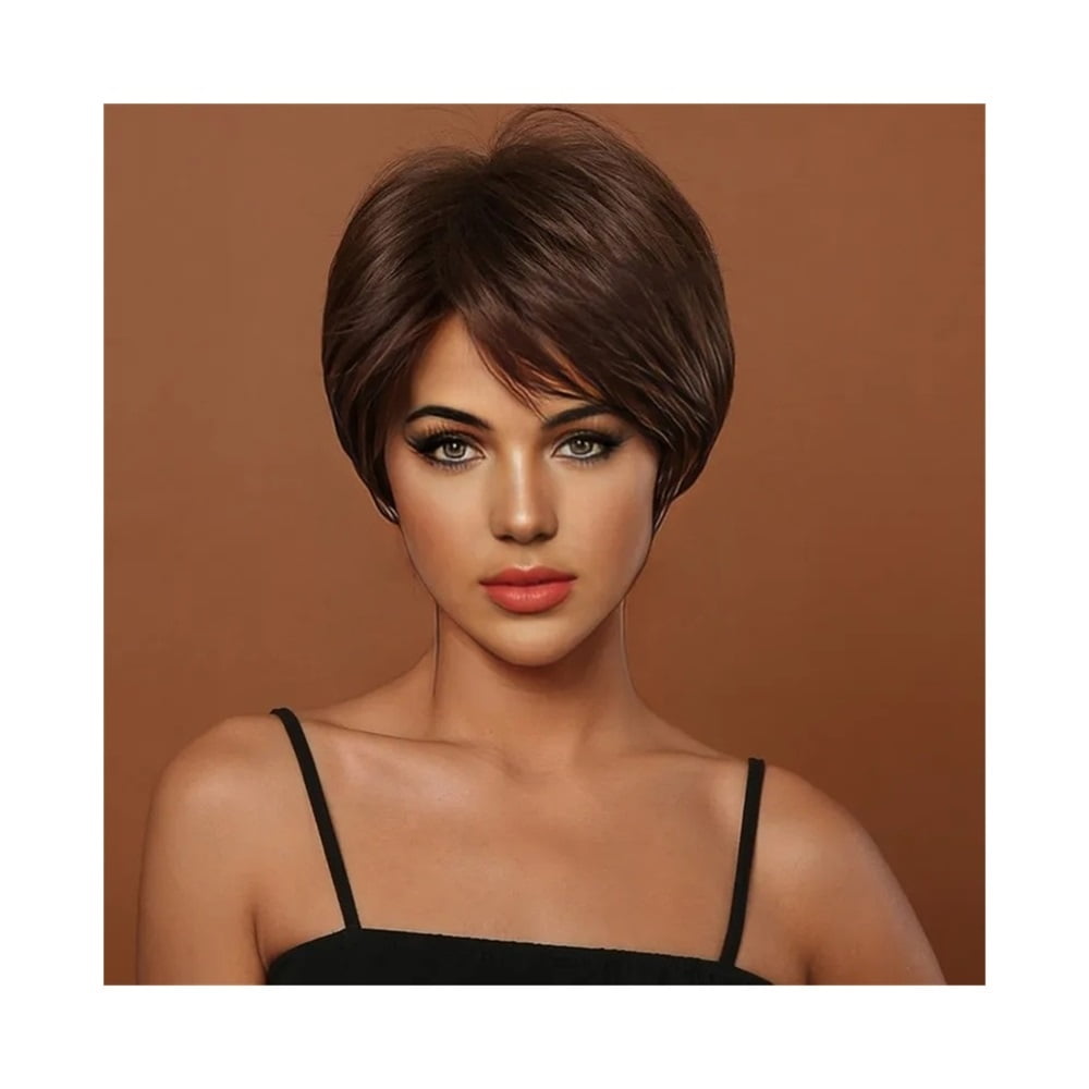 Fashion Short Wig Woman Short Straight Hair Side Oblique Bangs ...