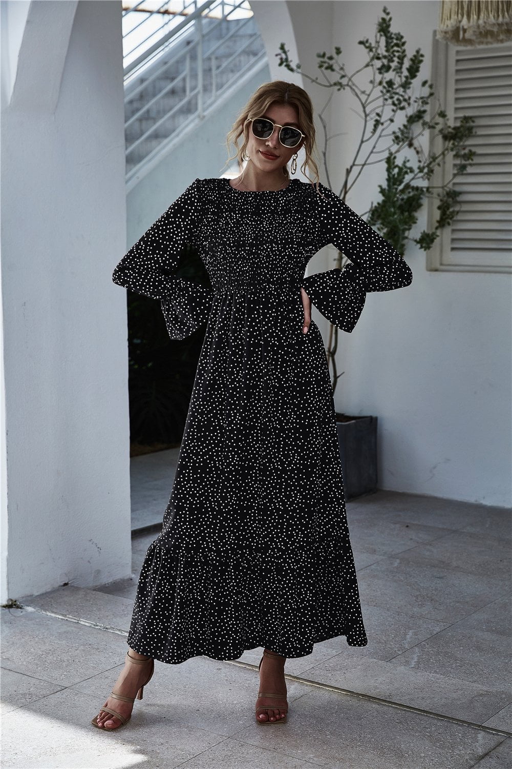 Fashion Soft Elegant Smocked Chest Summer Chiffon Dress - Walmart.com