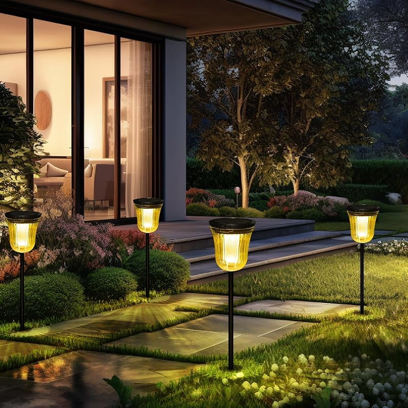 Fashion Solar Pathway Lights Super Bright 200 lumens with 2-in-1 Warm ...