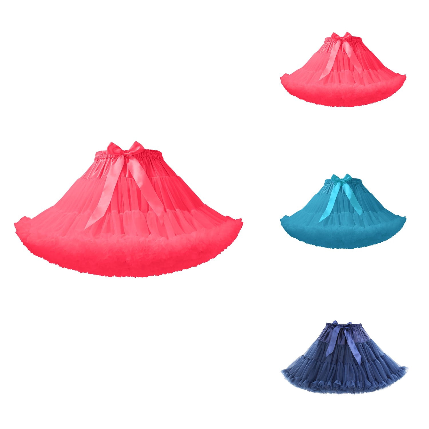 Fashion Solid Color Bow Tie, 3-Layered Pleated Tulle Tutu Skirt ...
