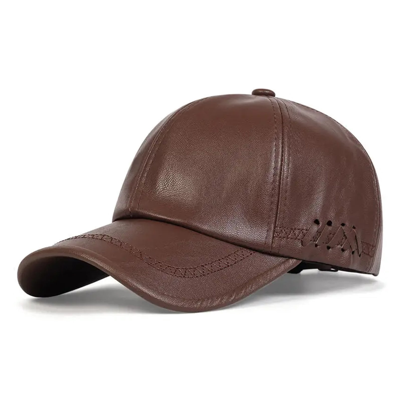Fashion Solid Winter Leather Baseball Cap Men Autumn Warm Black Caps ...