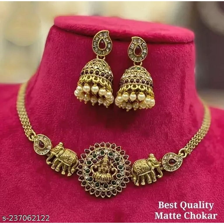 Fashion South Indian Jewellery Sets II Necklace For Women Gold plated Beautiful Necklace For Wedding Party Necklace With Earing Round