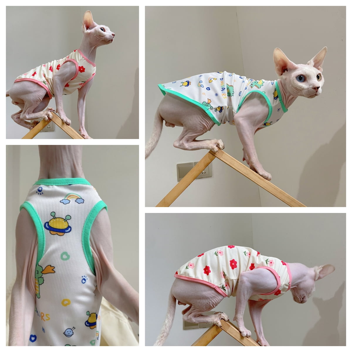 Fashion Sphynx Cat Cool Fabric Vest Hairless Cat Clothes Devon Rex ...